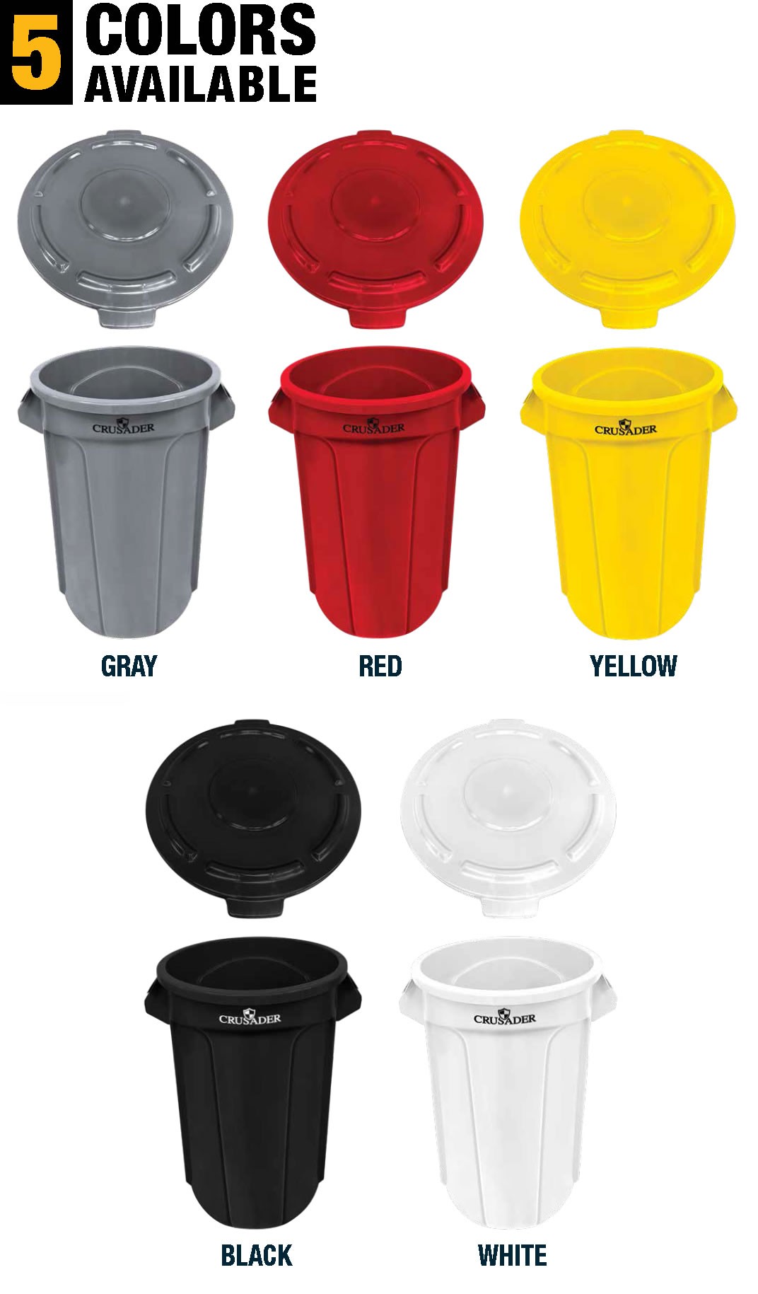 CRUSADER Round Trash Can - 20 Gal.